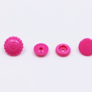 Pink Heart Snap Fastener, Bright Pink Snap Buttons, Flower Shaped Snap ...