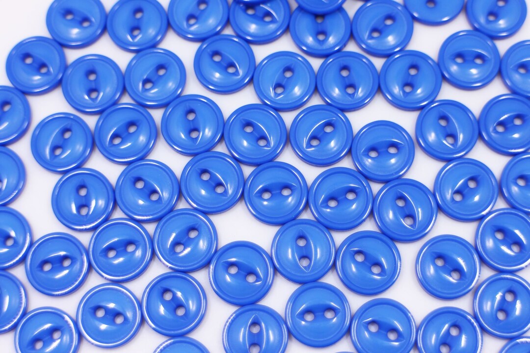 Blue Cat Eye Buttons, Glossy Finish, Solid Color, Royal Blue, Two Holes ...