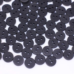 Matte Black Buttons, Flat Top, Small Size, No Shine, Two Holes, for ...