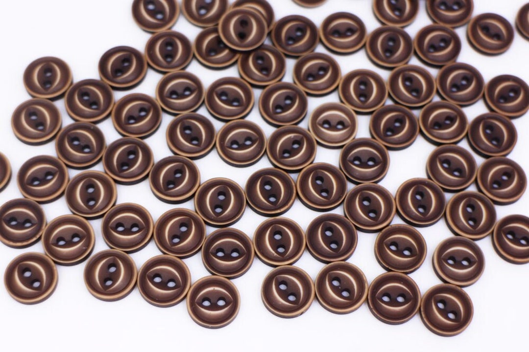 Matte Brown Cat Eye Button, Retro Style, Washed Finish, Two Holes ...