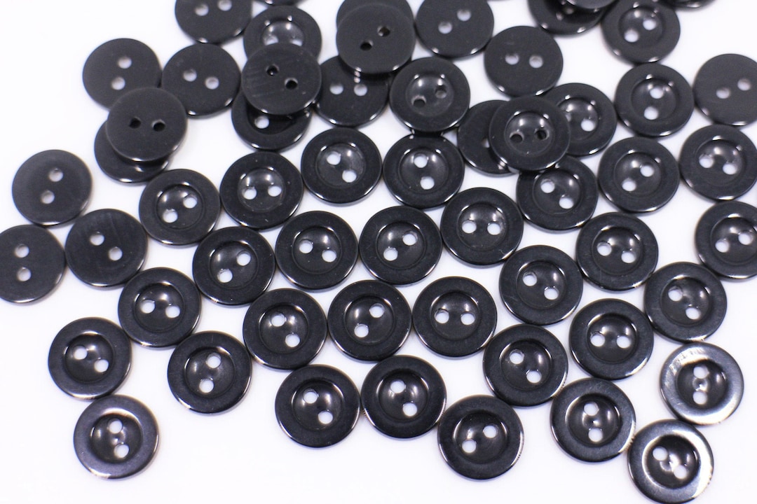 50 Black Buttons, Resin Made, Two Holes, for Men Business Suit Shirt ...
