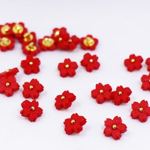 Red Flower Buttons Japanese Sakura Flower Shape Bright Red - Etsy