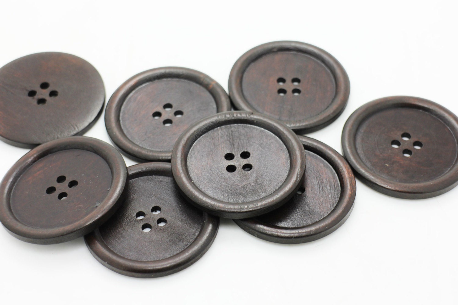 5 Extra Large Dark Brown Wooden Button Coat Button - Etsy