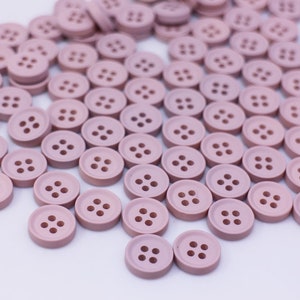 Matte Light Pink Buttons, Pastel Pink Solid Color, Four Hole, Thin ...