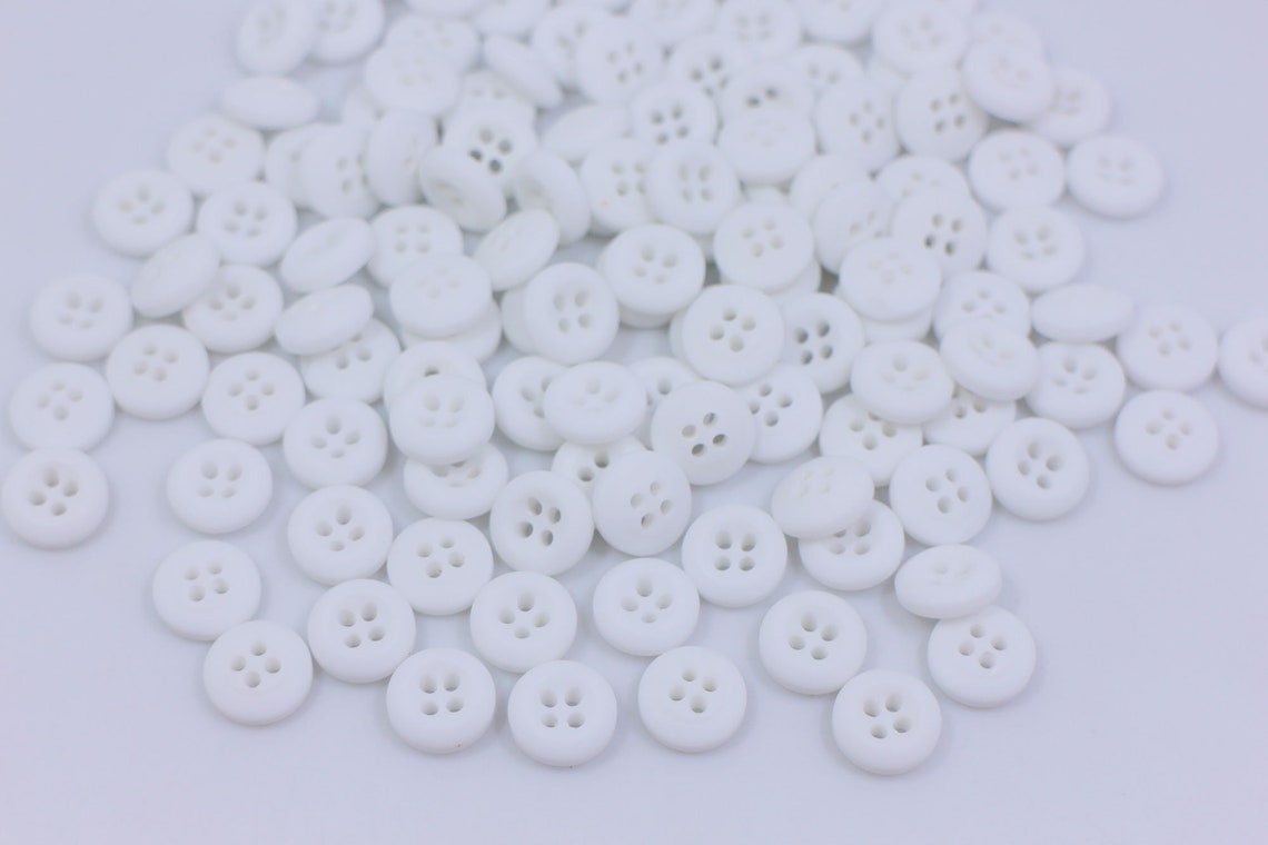 Tiny Matte White Buttons Bowl Shaped Buttons Resin Buttons | Etsy