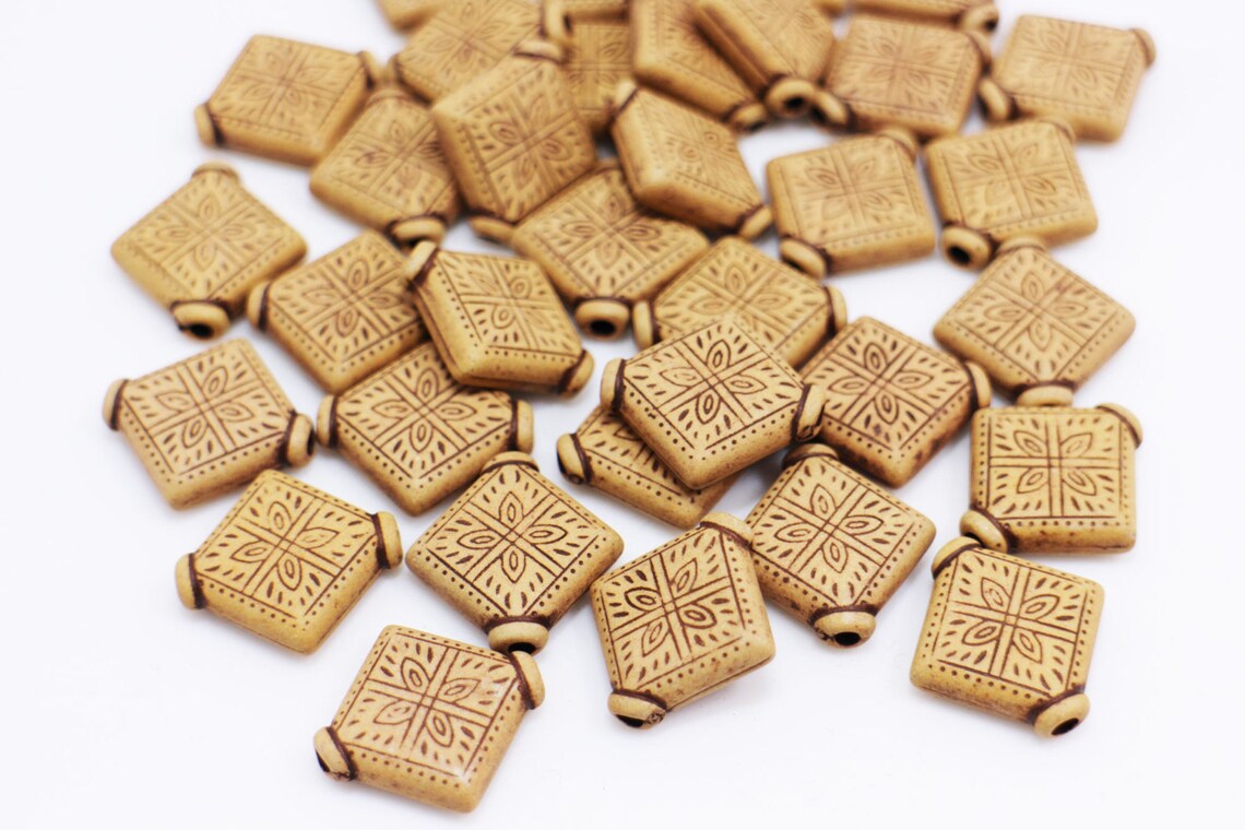 Square Shape Tribal Pattern Bead Rectangle Beads Bohemian - Etsy