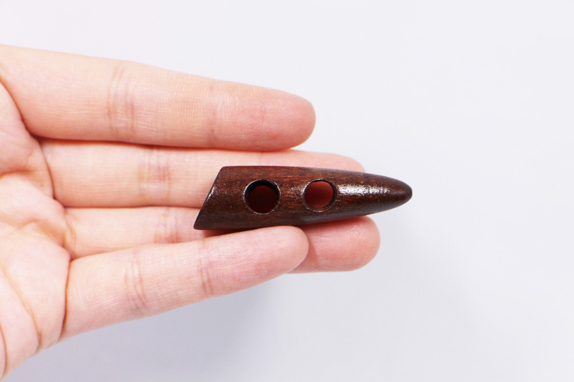 Dark Brown Toggle Buttons, Pointy End, Two Holes, for Winter Trench ...