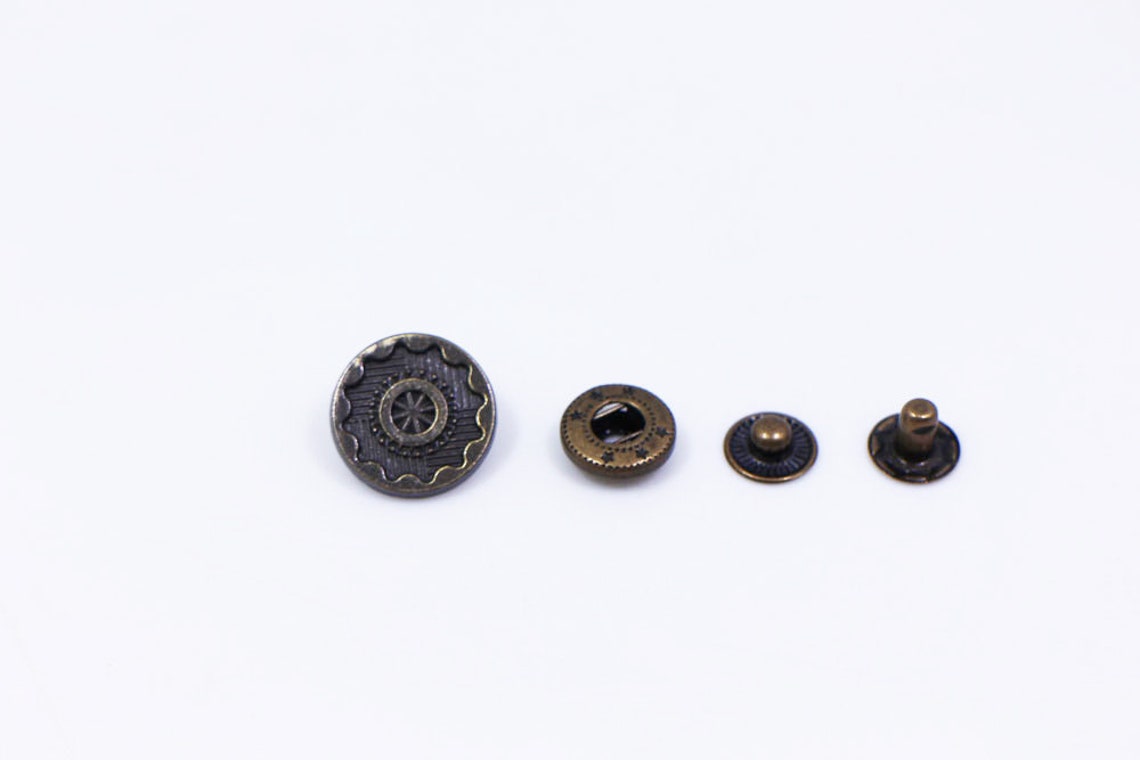 Snap Buttons, Antique Bronze Color Press Stud, Upholstery Button, Snap ...
