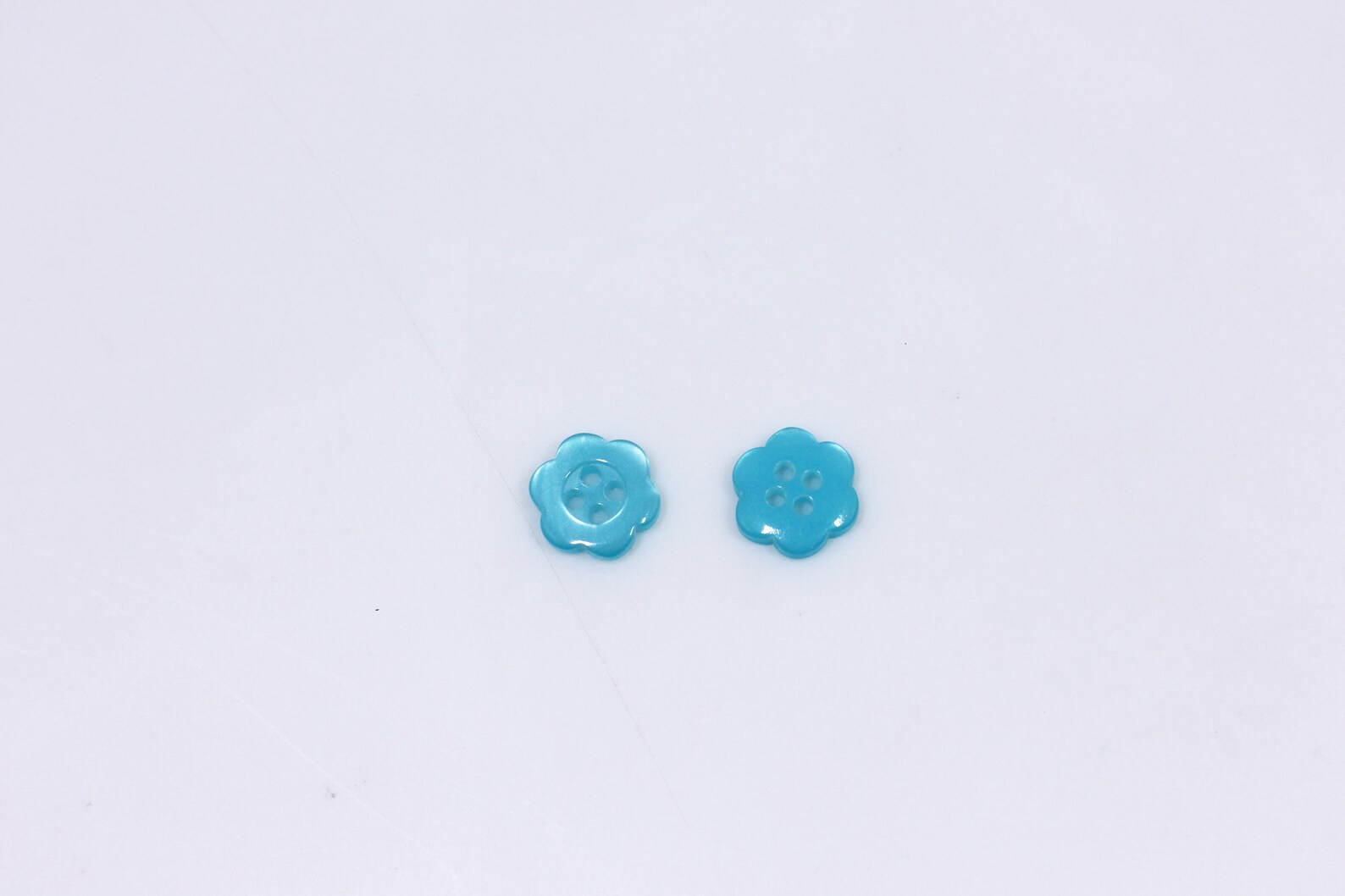 Teal Blue Flower Buttons, Floral Shaped, Light Blue Color, Four Holes ...