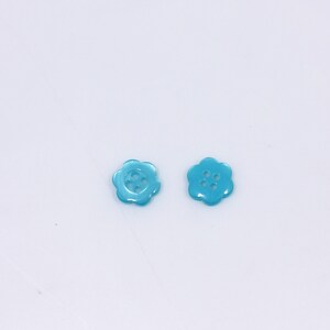 Teal Blue Flower Buttons, Floral Shaped, Light Blue Color, Four Holes ...