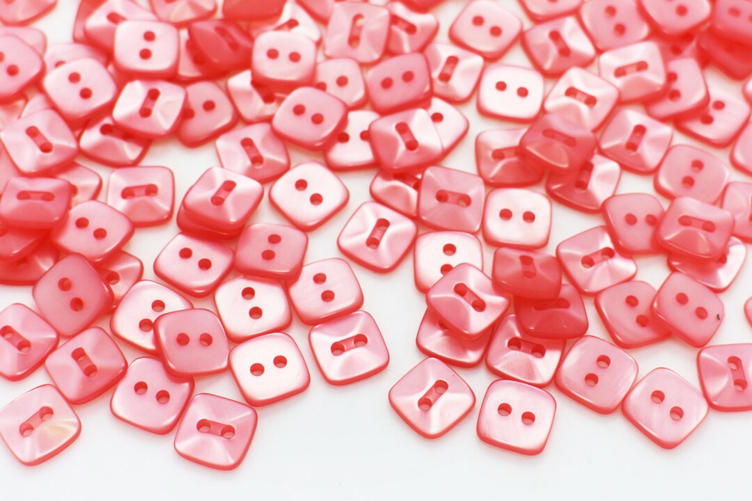 Pink Square Buttons, Cherry Pink Color, Two Holes, for Sewing Blouse ...