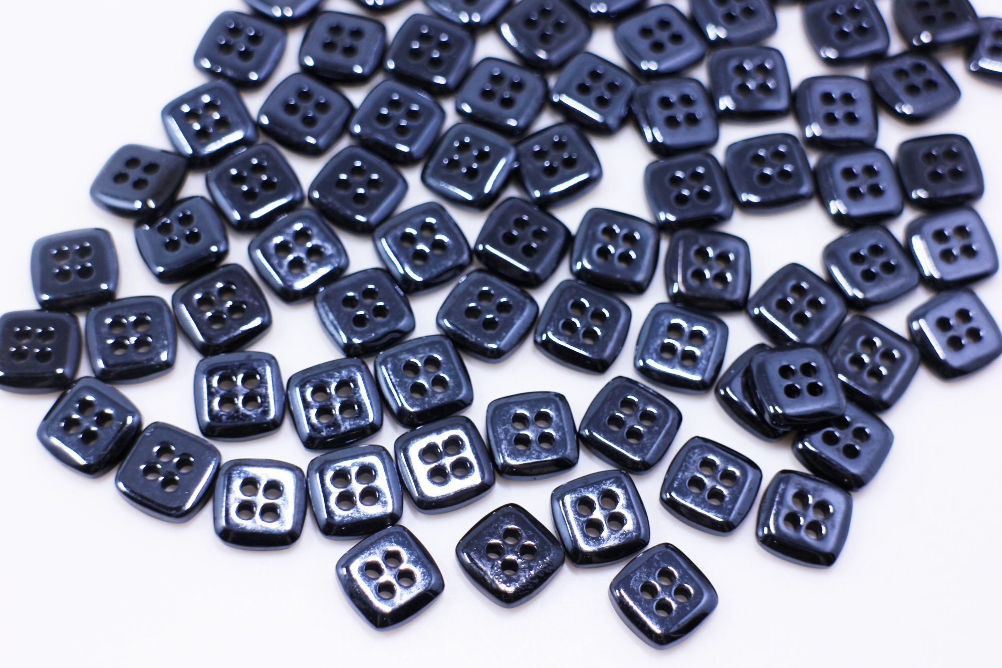 Metallic Dark Blue Square Button, Rectangular Shaped, Four Holes, for ...