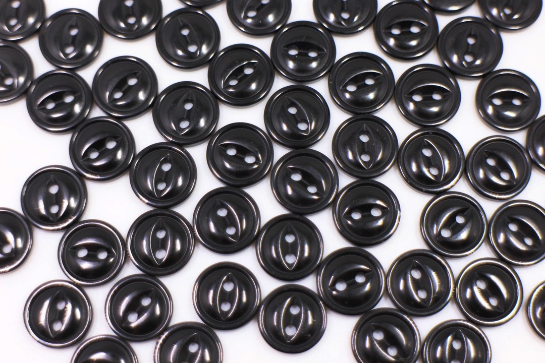 Black Cat Eye Buttons, Two Holes, Small Size, Made of Resin, 9mm, 10mm ...