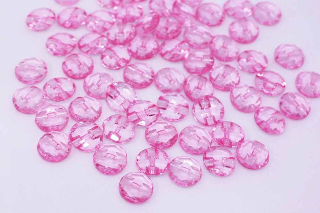 Pink Clear Acrylic Shank Buttons, Tunnel Shank, Clear Transparent ...