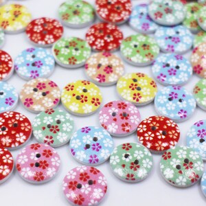 Sakura Wooden Buttons, Japanese Flower Print, Small Size, Round Shaped ...