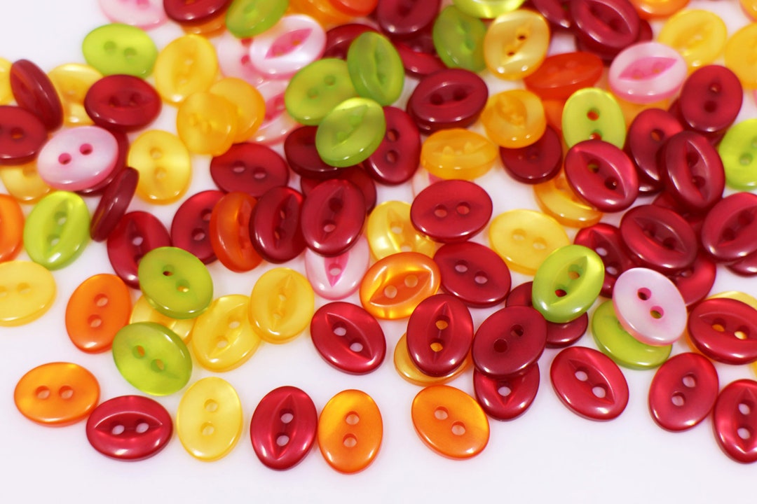 Oval Shaped Button, Rainbow Colors, Mixed Colors, Two Holes, Colorful ...
