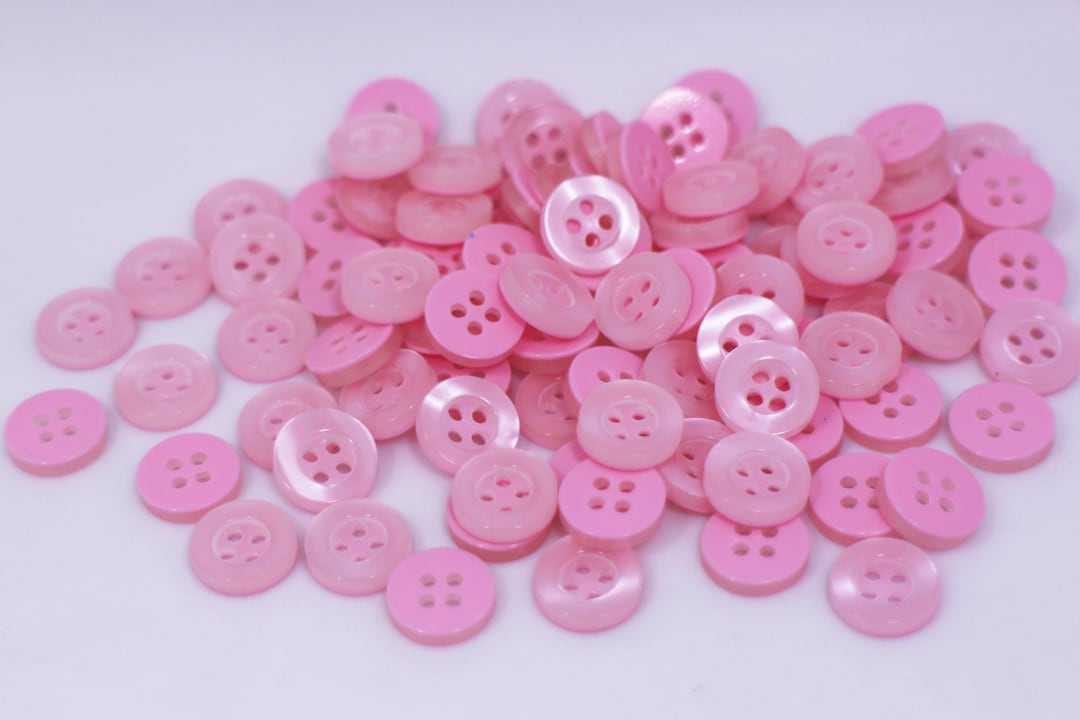 Light Pink Buttons, Pastel Pink Color, Raised Wide Edge, Four Holes ...