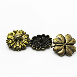 Four Leaf Clover Snap Buttons, Sunflower Snap Fastener, Flower, Antique ...