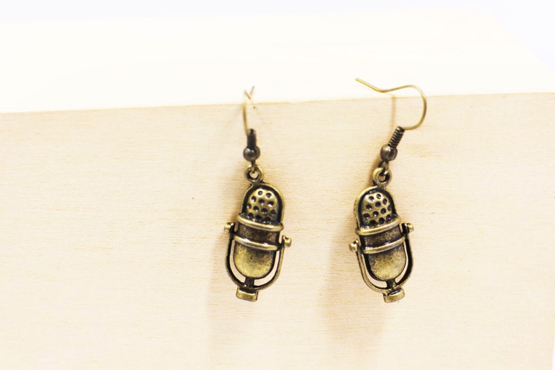 Miniature Jewelry Retro Microphone Dangling Earrings Vintage - Etsy