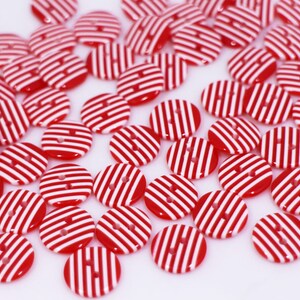 Red Striped Button, Red and White Color, Two Holes, Smooth Edge, for ...