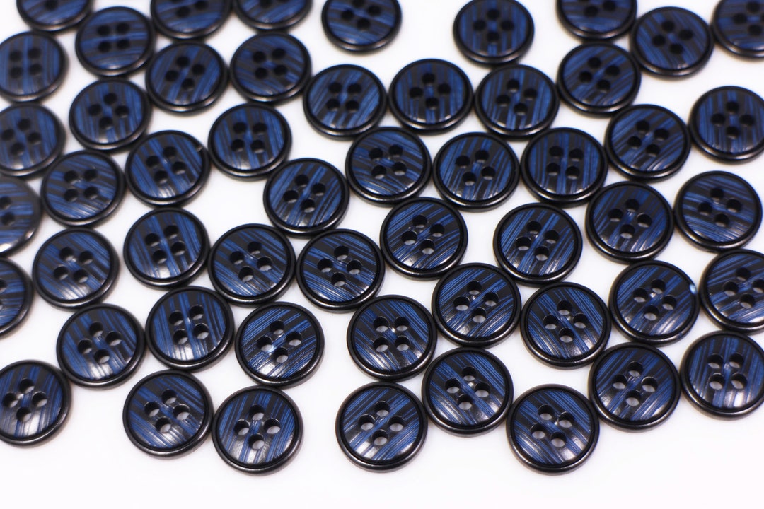 Striped Pattern Button, Dark Blue and Black Edge, for Sewing Business ...