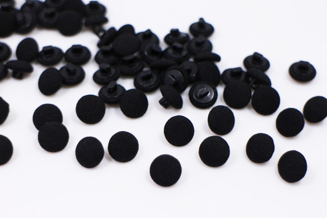 Black Fabric Shank Buttons, Plastic Shank Back Hole, for Sewing Winter ...