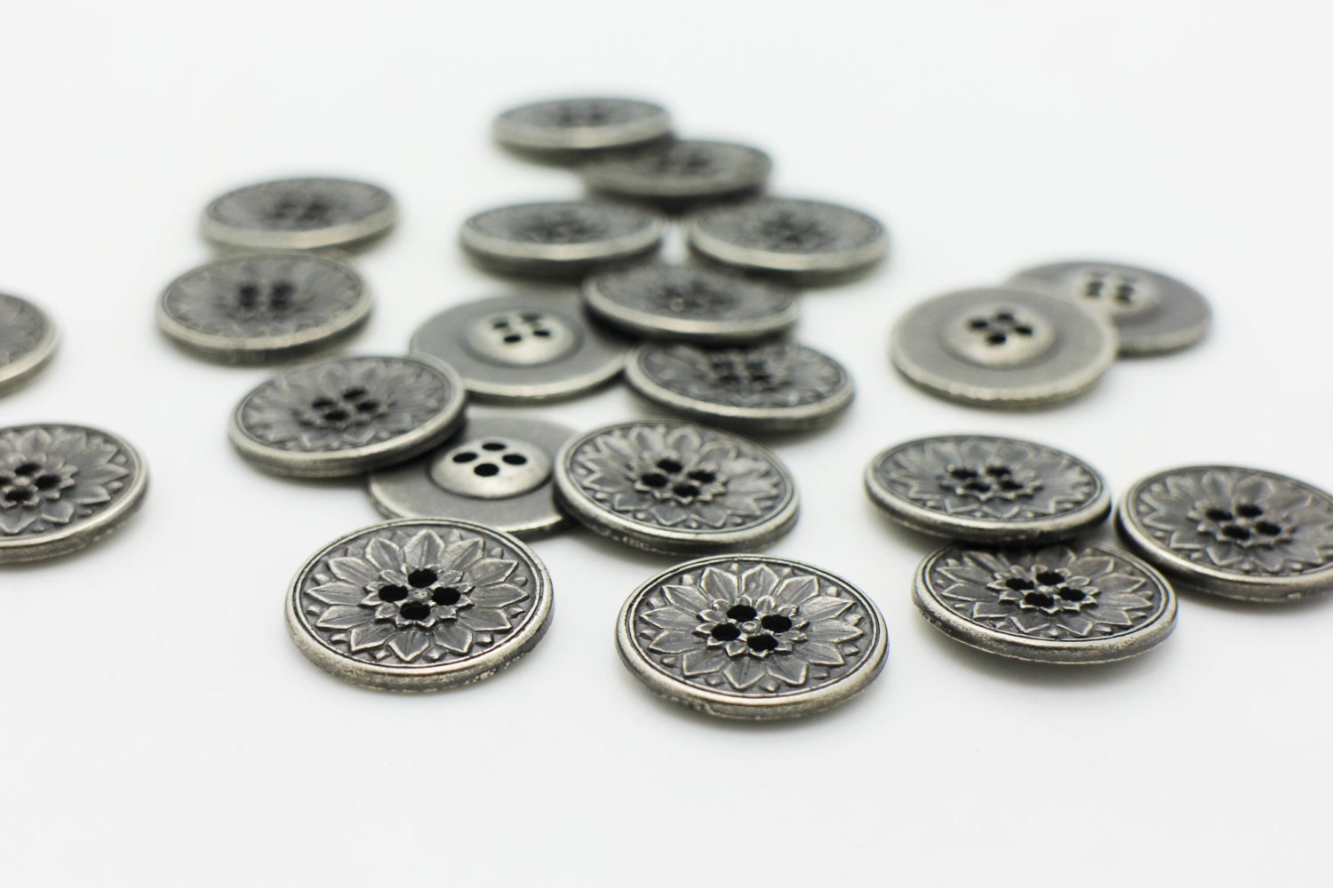 Sunflower Metal Buttons Bohemian Floral Button Metal Four - Etsy