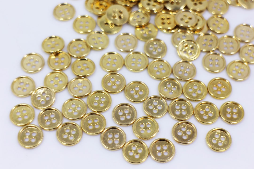 Gold Metal Button, Golden Color, Four Holes, Raised Edge, for Sewing ...