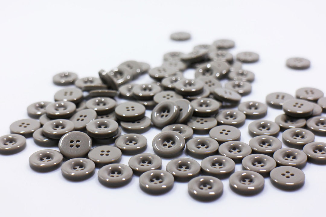 Grey Button Gray Color Four Holes Wide Edge Glossy Finish - Etsy