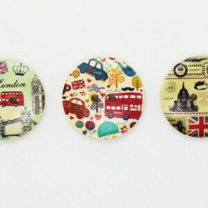 London Wood Button, London Bus, Big Ben, London Eye, English Style ...
