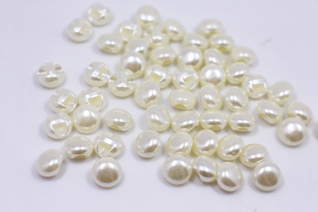 Pearl White Shank Buttons, Tunnel Shank, Back Hole, Ivory Cream White ...