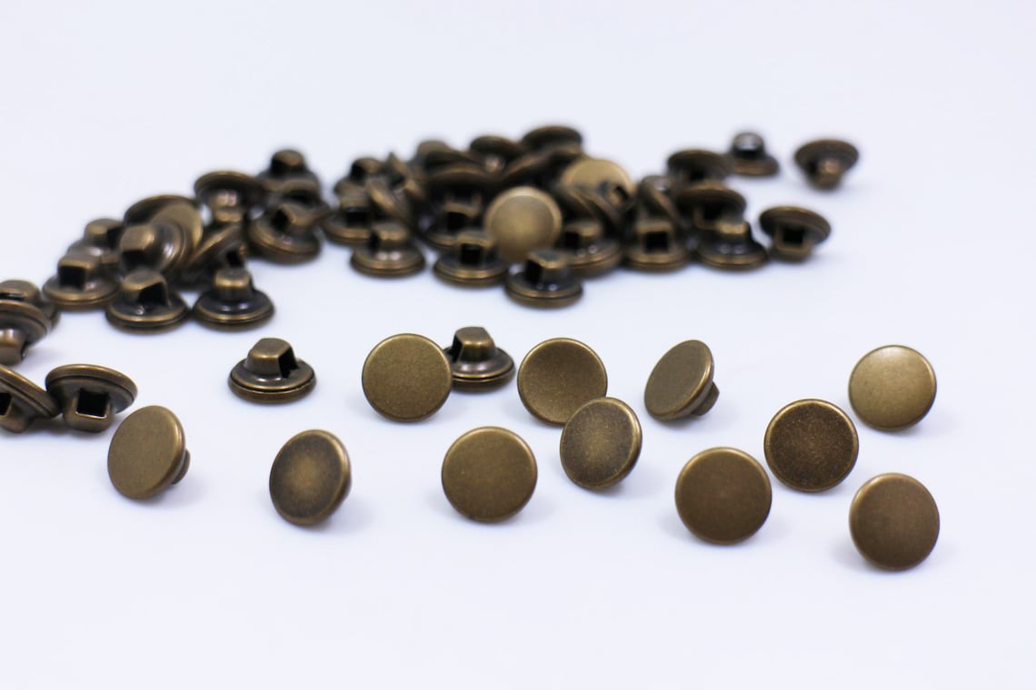 Bronze Color Metal Shank Buttons Antique Bronze Button Flat | Etsy