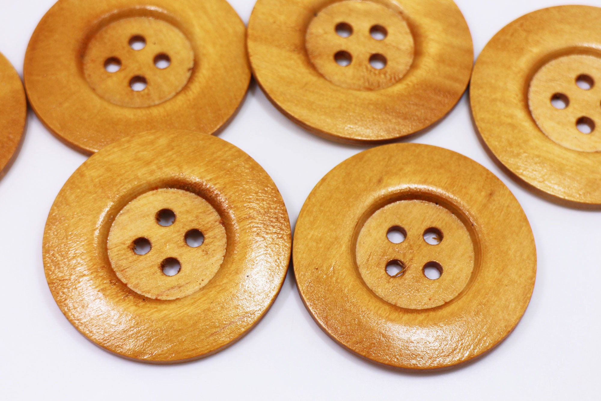 Extra Large Brown Wooden Button, 50mm, 60mm, 2inch, Huge Size, 4 Holes ...