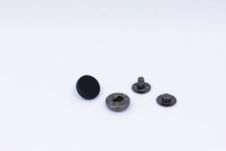 Matte Black Metal Snap Buttons, Flat Top, Round, Upholstery, Model 633 ...