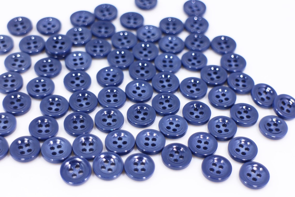 Dark Blue Buttons Shiny Deep Blue Buttons Four Holes Resin | Etsy
