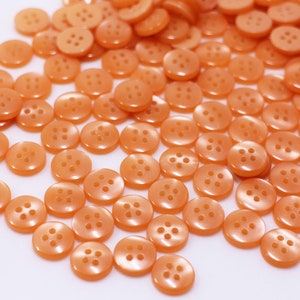 Light Orange Button, Shiny Orange Button, Small Four Holes Sewing ...