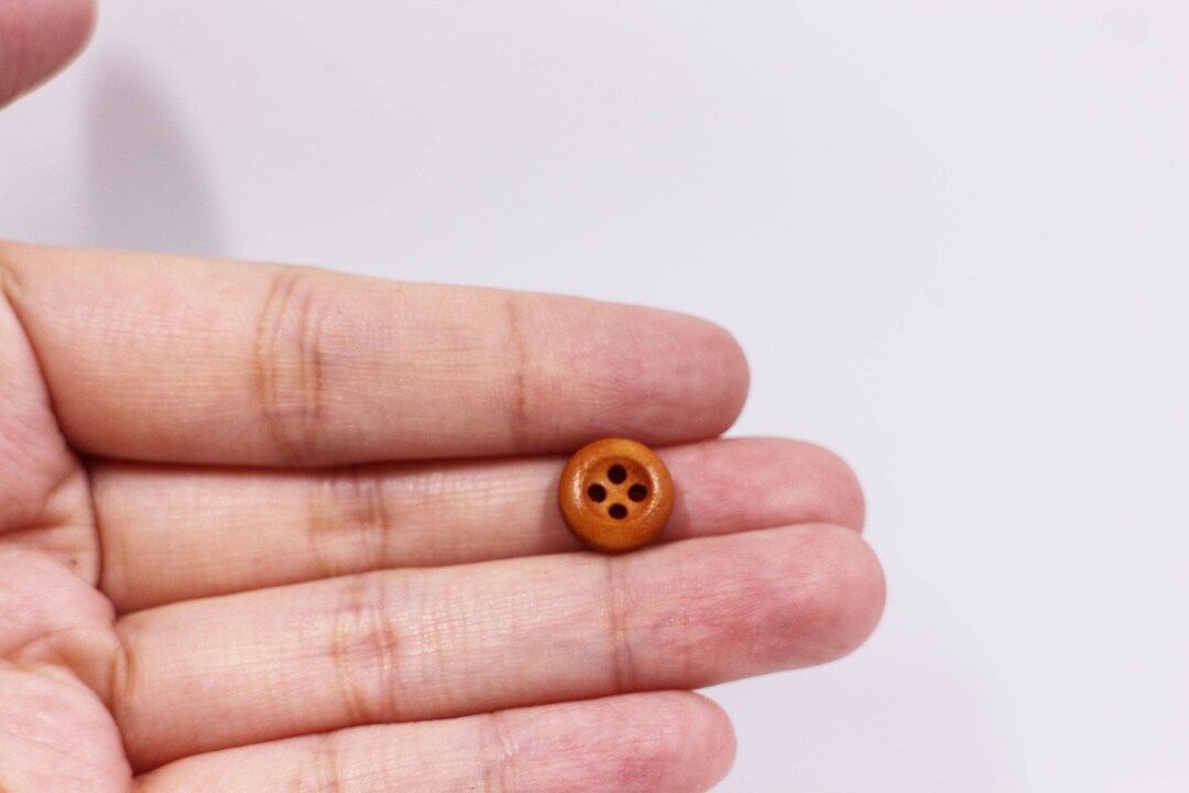 Mini Red Brown Wooden Button Extra Small Size Four Holes - Etsy
