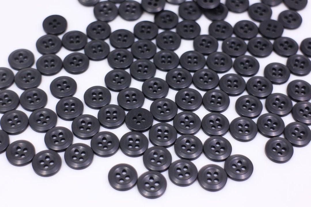 Frosted Black Buttons, Wide Edge, Four Holes, Made of Resin, for Men ...