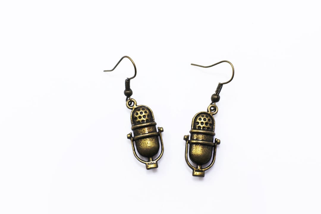 Miniature Jewelry, Retro Microphone Dangling Earrings, Vintage Mic ...