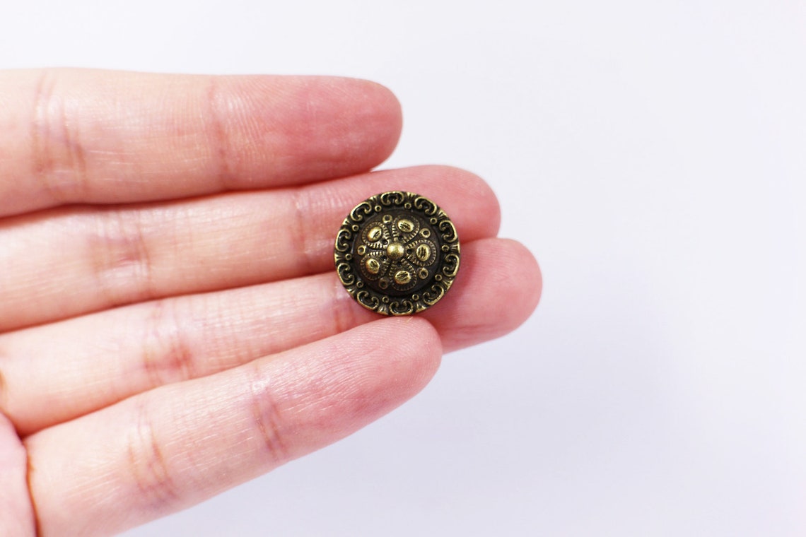 Flower Snap Fastener Button, Bronze Color, Upholstery Buttons, Metal ...