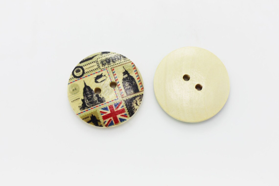 London Wood Button London Bus Big Ben London Eye Button - Etsy