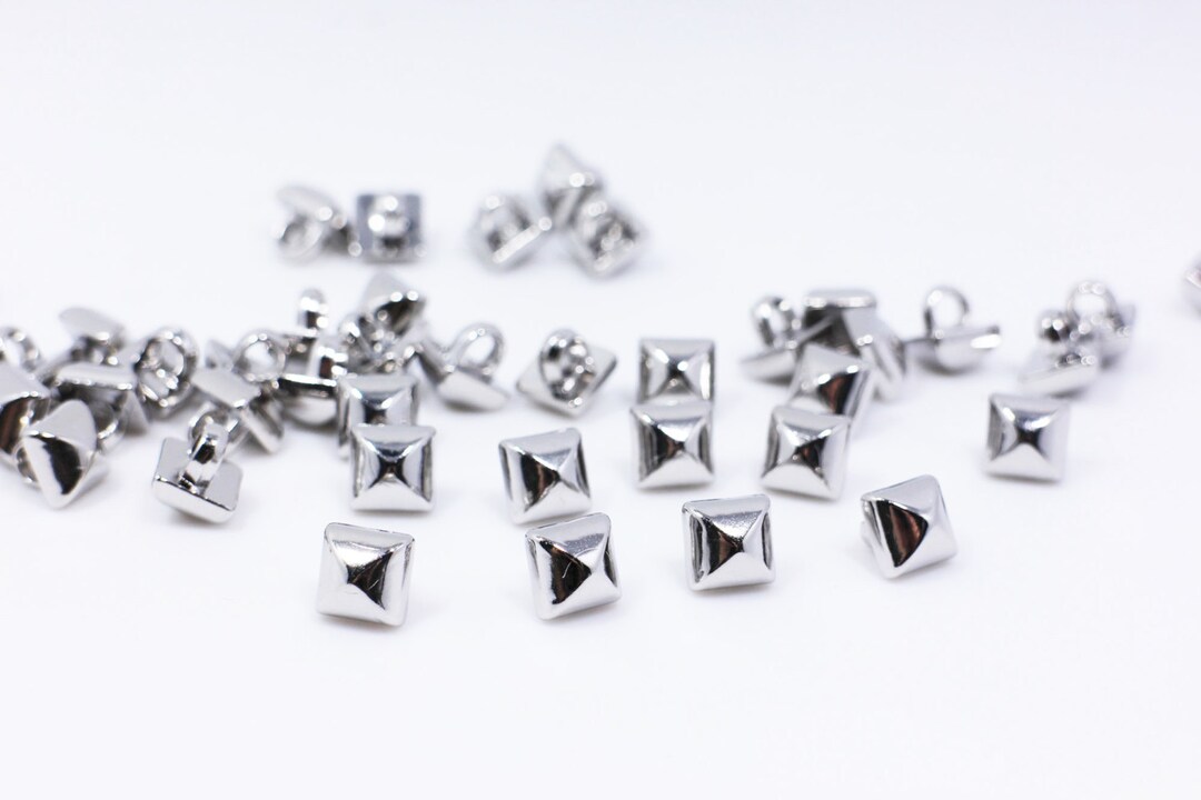 Mini Silver Square Rivet Shank Button, Made of ABS Plastic, Pointy Top ...