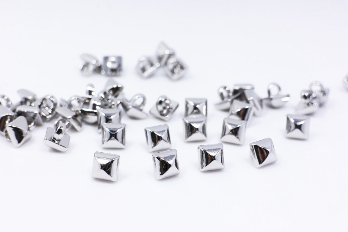 Mini Silver Square Rivet Shank Button Tiny Silver Pointy - Etsy