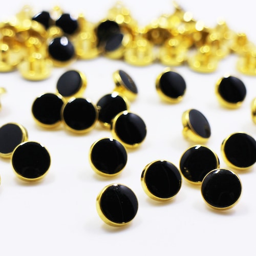 Black and Gold Shank Buttons Golden Edge Shank Button Small - Etsy
