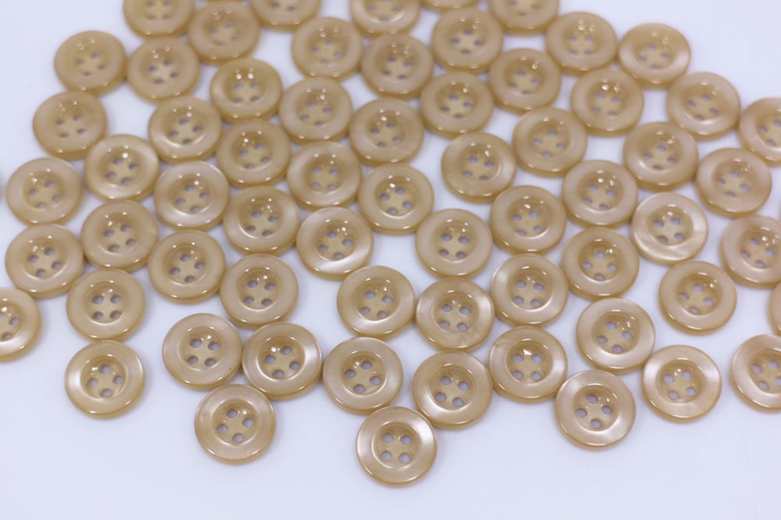 Light Khaki Buttons, Small Size, Brown Color, Wide Edge, Made of Resin ...