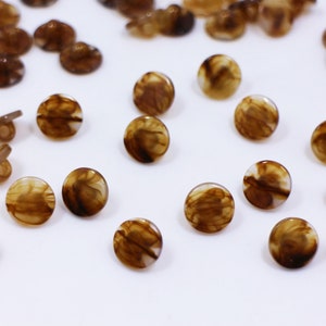 Brown Marble Pattern Shank Buttons, Round Flat Top, Brown and Clear ...