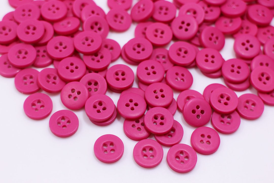 Matte Hot Pink Button, Fuschia Pink, Solid Color, Small Size, Four ...