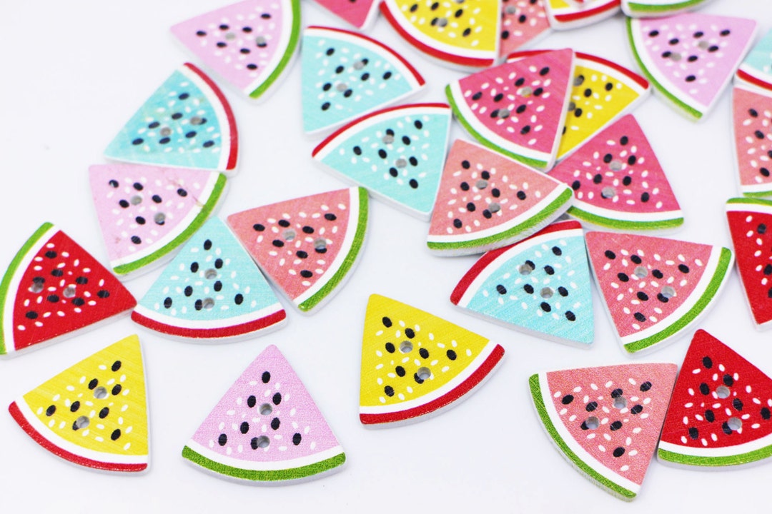 Watermelon Wooden Button, Fruit Wood Buttons, Two Holes Sewing Button ...