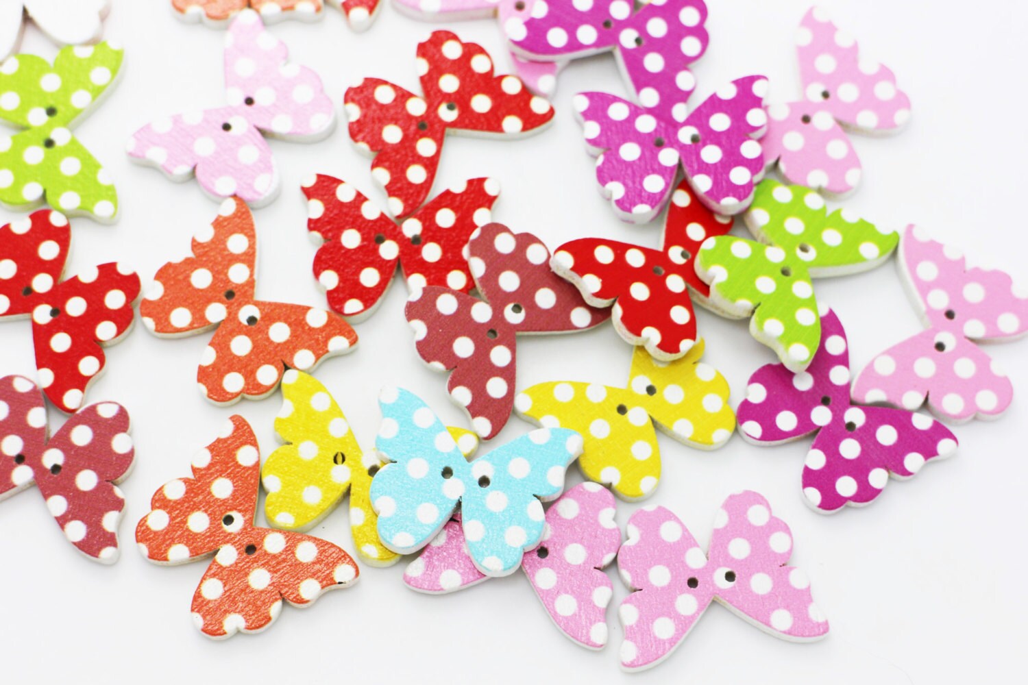 Butterfly Wood Button Polka Dot Pattern Cartoon Butterflies - Etsy