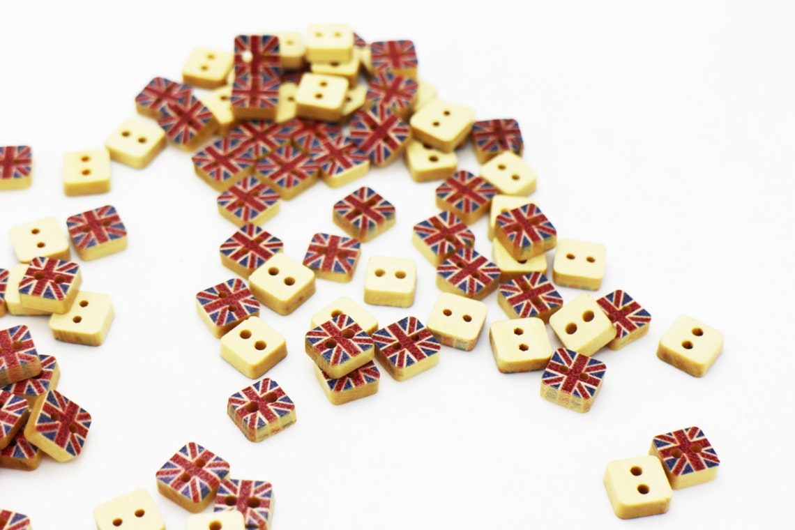 Mini England Flag Wooden Button British Flag Button Tiny - Etsy